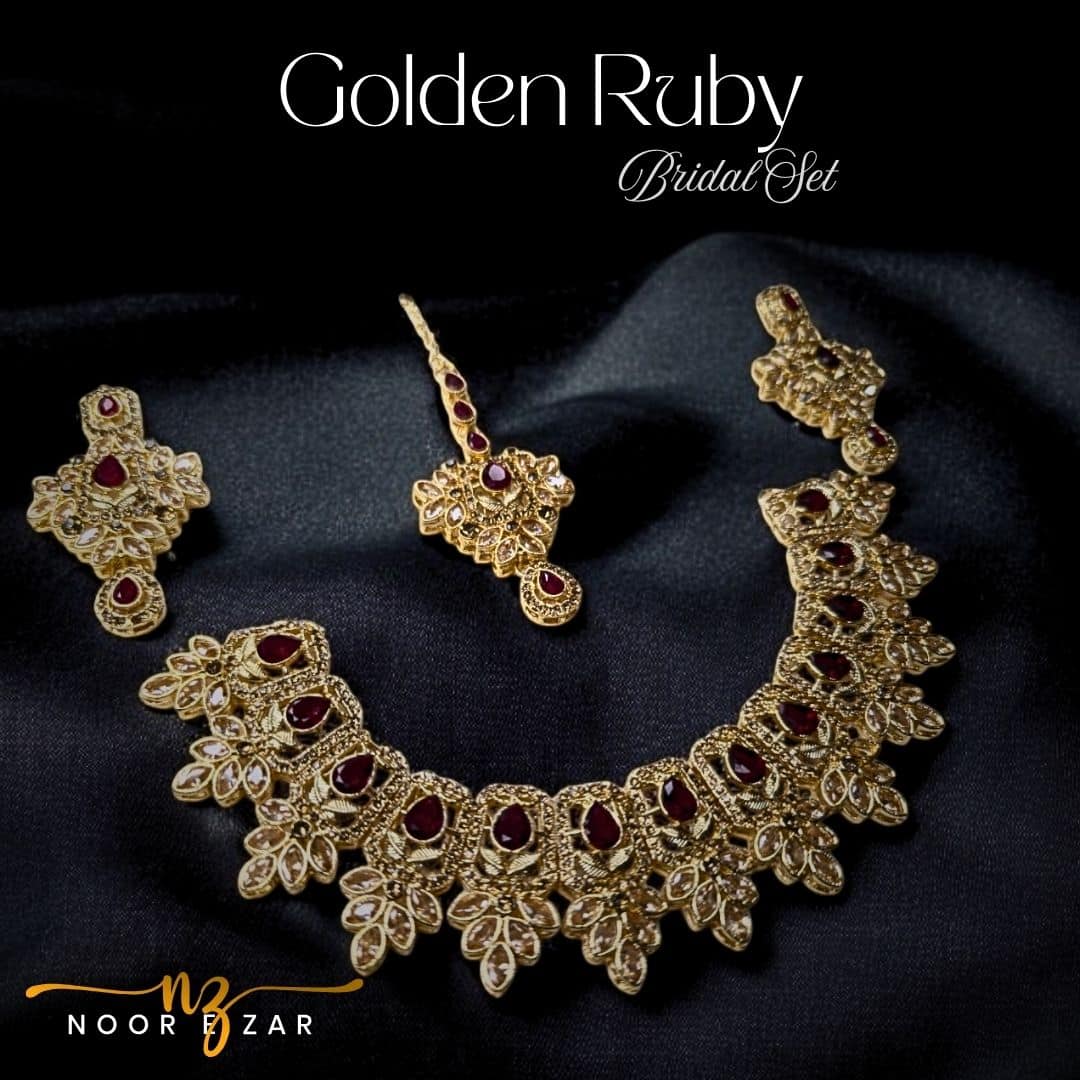 Golden Ruby Bridal Set - Noor e Zar